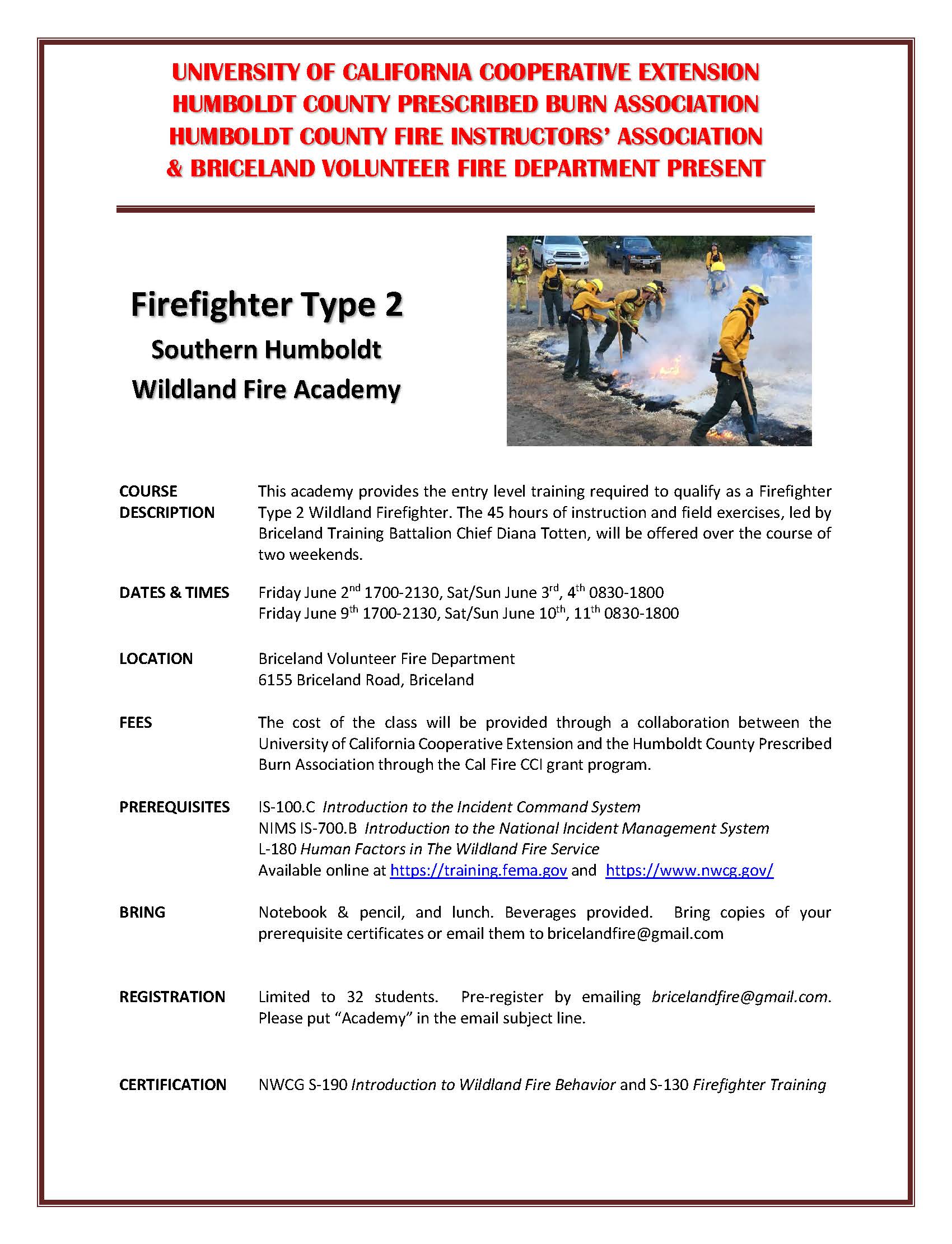 Briceland Fire will be holding two upcoming trainings | Briceland ...